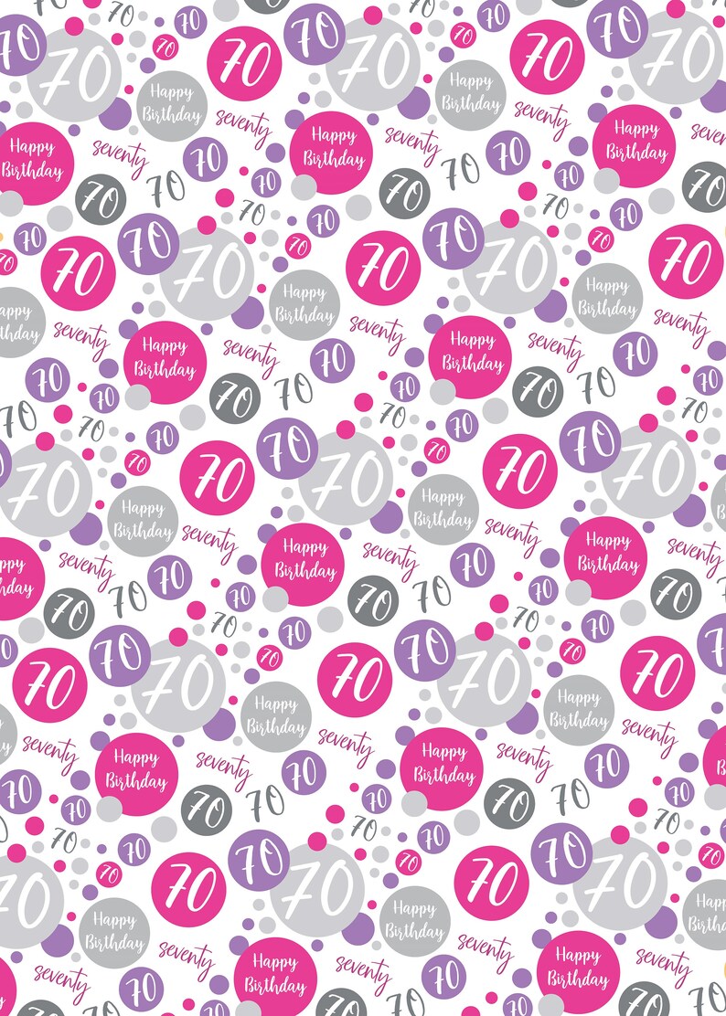 2 Sheets 70th Birthday Wrapping Paper Age 70 Birthday White - Etsy UK