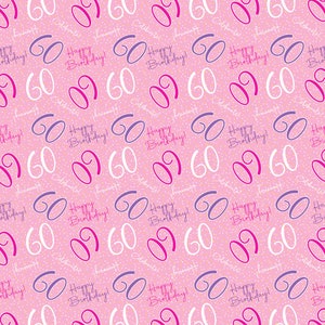 2 Sheets 60th Happy Birthday Celebrate Hooray Pink Female Wrapping ...