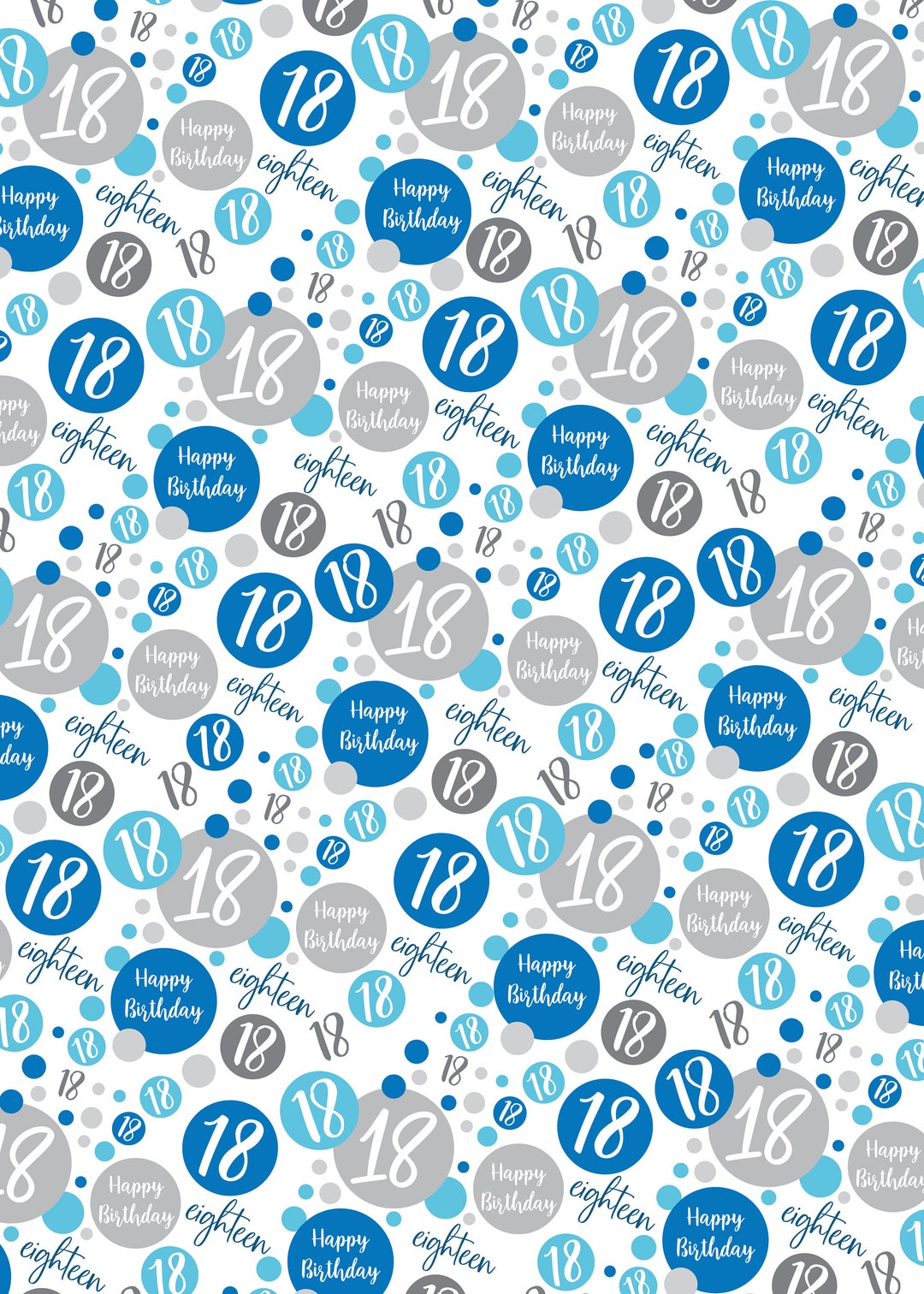 2 Sheets 18th Birthday Wrapping Paper Age 18 Birthday White - Etsy UK