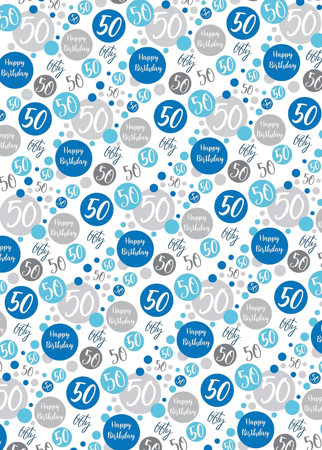 2 Sheets 50th Birthday Wrapping Paper Age 50 Birthday White - Etsy UK