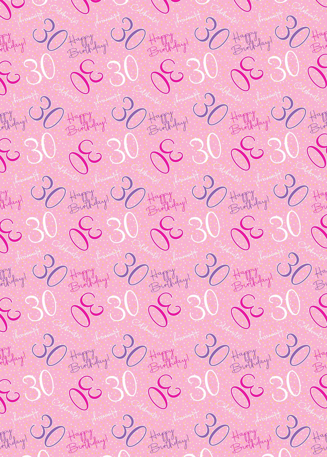 2 Sheets 30th Happy Birthday Celebrate Hooray Pink Female Wrapping ...