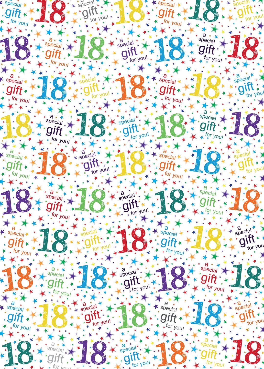 2 Sheets 18th Birthday White Multi Wrapping Paper Age 18 High Quality ...