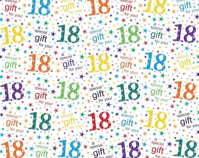 2 Sheets 18th Birthday White Multi Wrapping Paper Age 18 High Quality ...