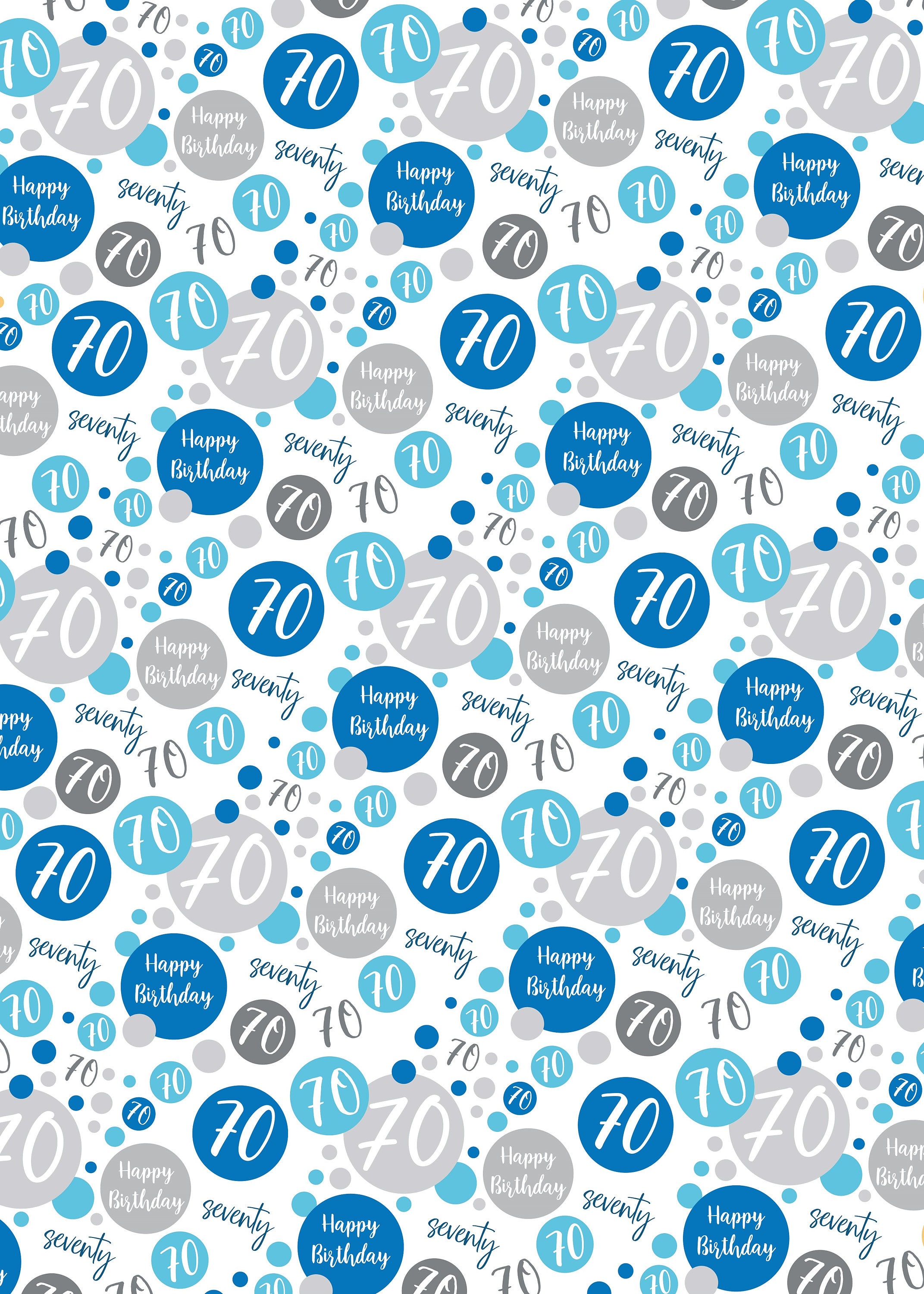 2 Sheets 70th Birthday Wrapping Paper Age 70 Birthday White - Etsy UK