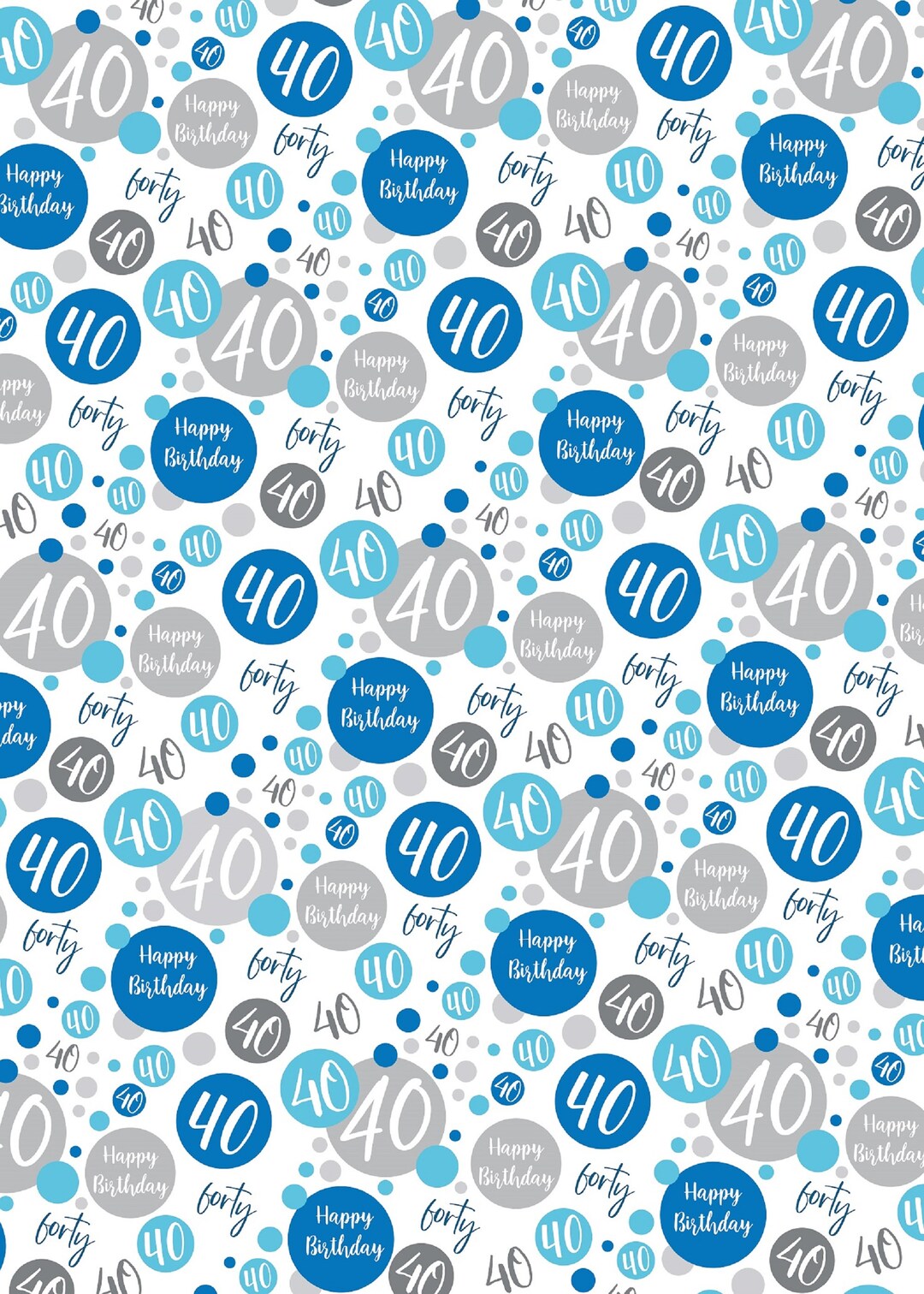 2 Sheets 40th Birthday Wrapping Paper Age 40 Birthday White - Etsy UK