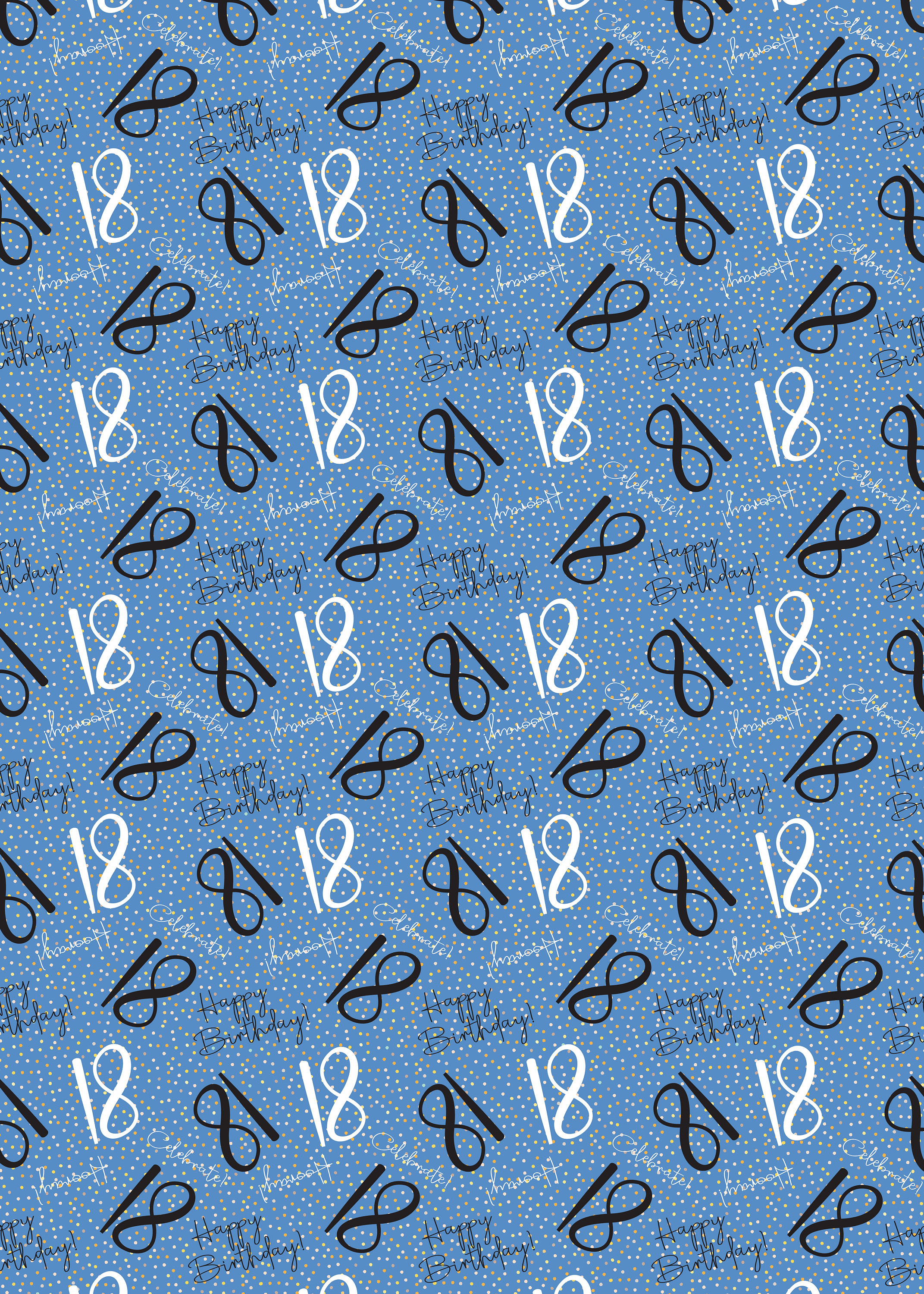 2 Sheets 18th Happy Birthday Celebrate Hooray Blue Male - Etsy UK