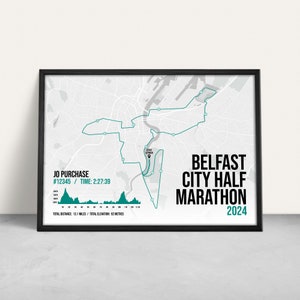 Belfast City Half Marathon (sept) Personalised Art Print / Giclee Print ...