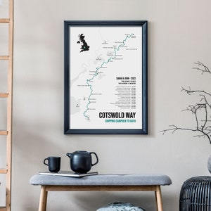 Cotswold Way Map Art Print / Giclee Print / UK National Trail Map ...