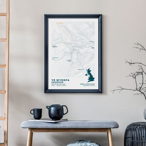 Snowdon Mountain/ Yr Wyddfa Contour Map Art Print / Personalised Giclee ...