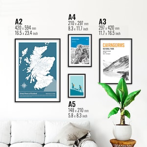 Rivers of Scotland Map Art Print / Giclee Print / Scottish Rivers Map ...
