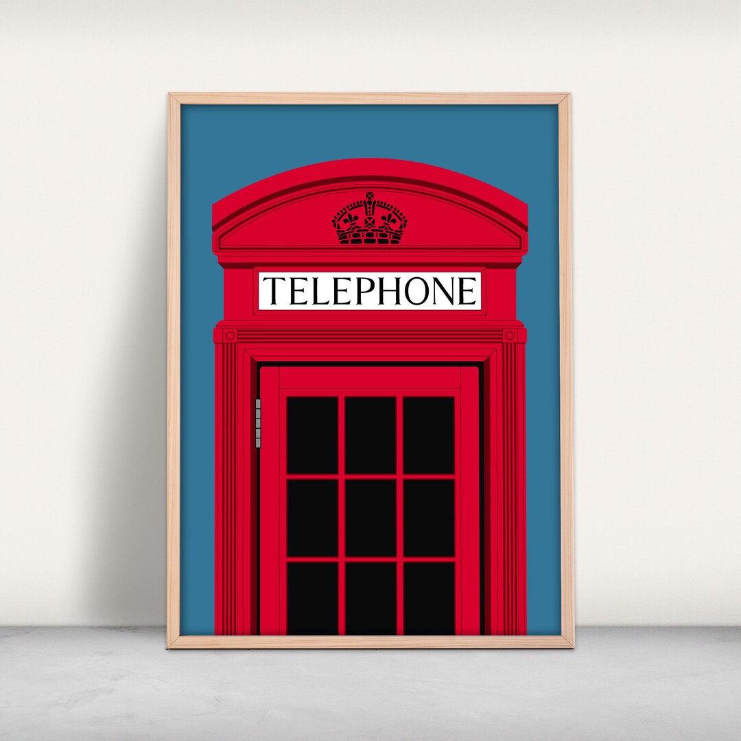 UK Telephone Box Art Print / Contemporary Wall Print / Abstract Poster ...