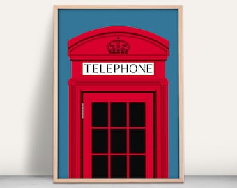 Iconic British Red Telephone Box Wall Art Print Gift - Etsy UK