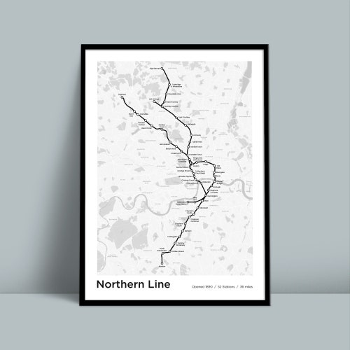 London Underground Original Tube Map Northern Line Diagram Art - Etsy