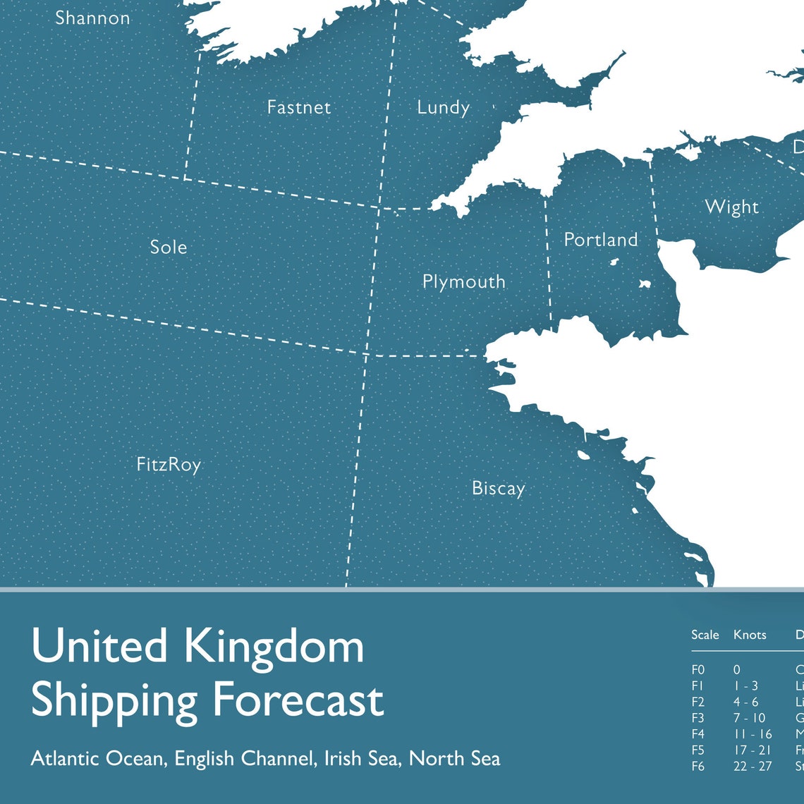 BBC Shipping Forecast Map Art Print / Giclee Print / UK Map - Etsy UK
