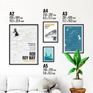 Rob Roy Way Map Custom Art Print / Giclee Print / UK National Trail Map ...