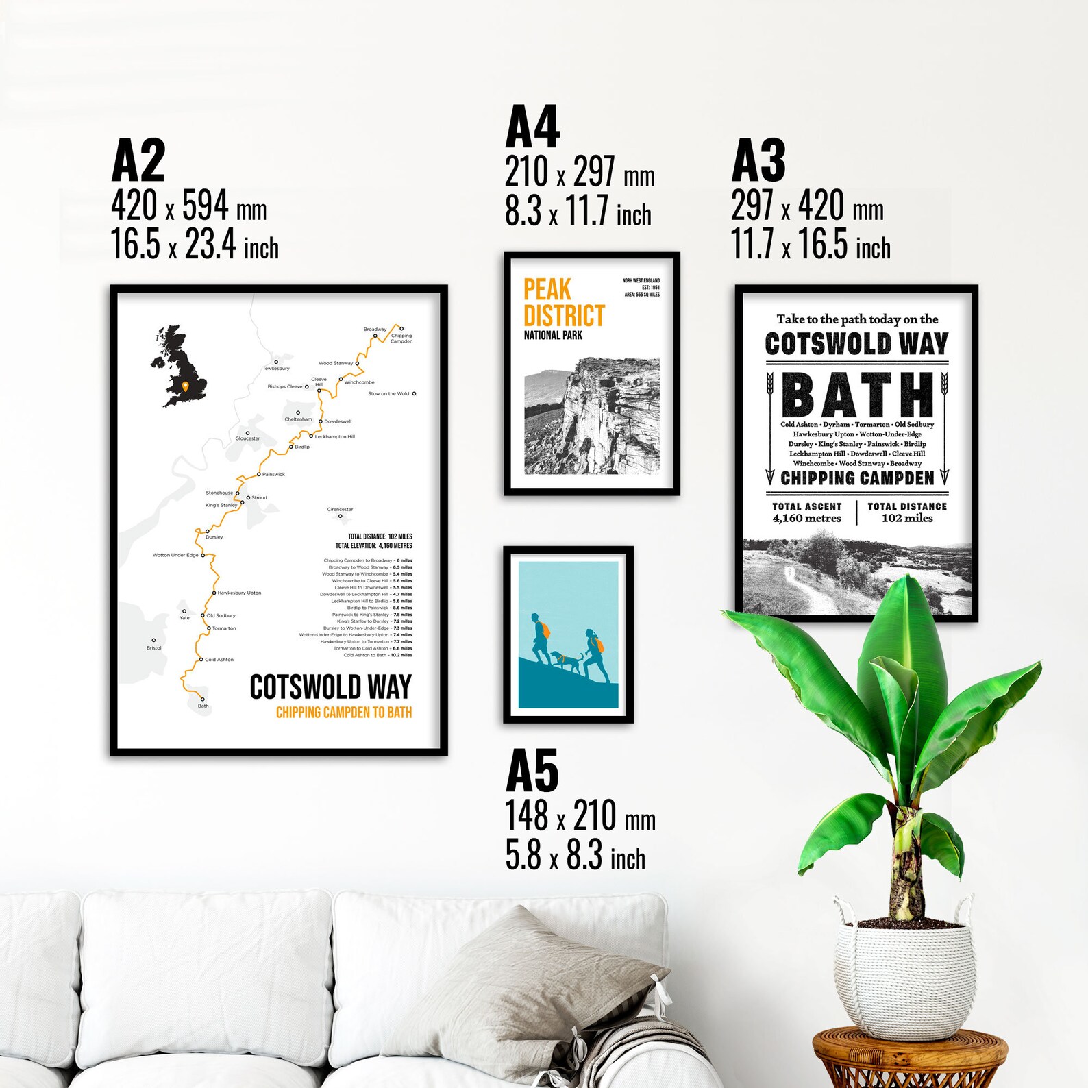 Cotswold Way Map Art Print / Giclee Print / UK National Trail Map ...