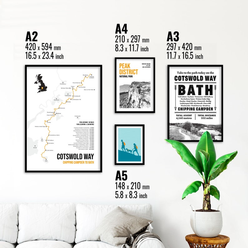 Cotswold Way Map Art Print / Giclee Print / UK National Trail Map ...