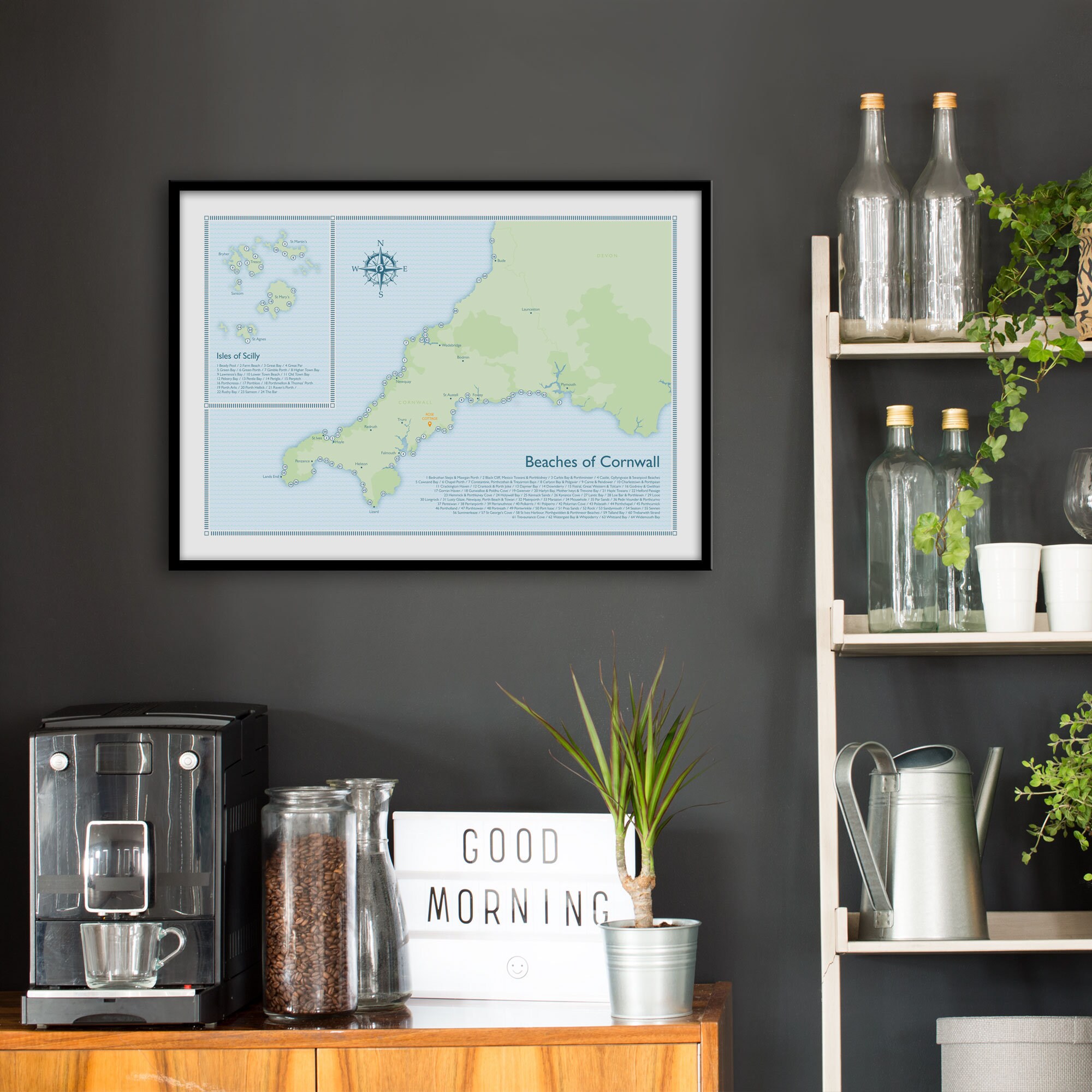 Cornwall Beaches Map Art Print / Personalised Giclee Beach Map - Etsy