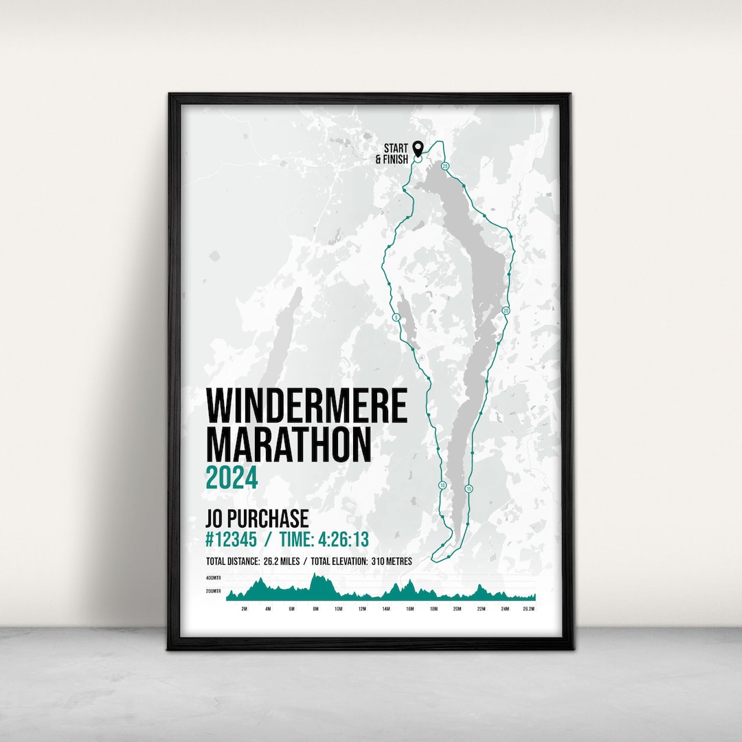 Windermere Marathon may Personalised Art Print / Lake District Marathon ...