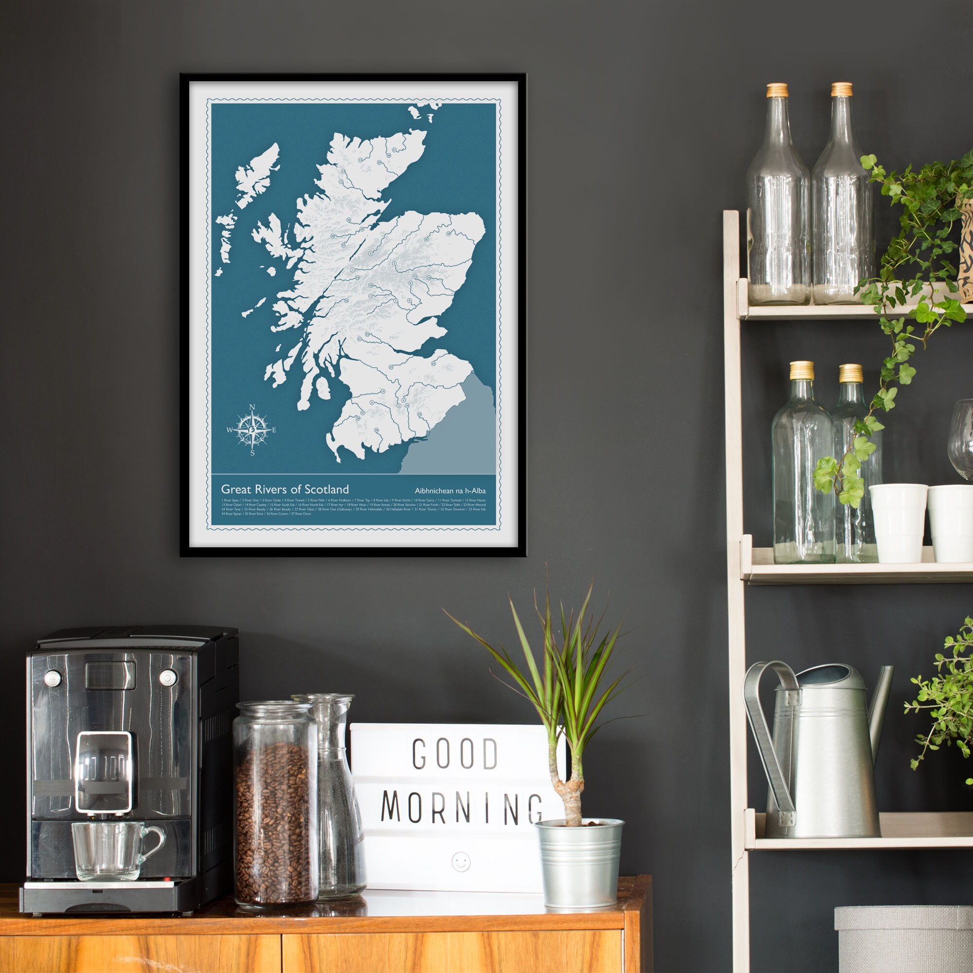Rivers of Scotland Map Art Print: Alba Scottish Gift - Etsy