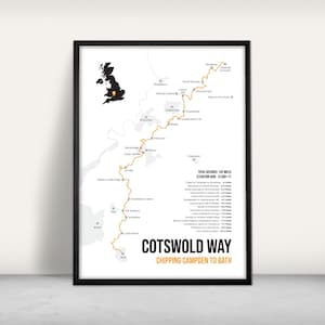 Cotswold Way Personalised Art Print: Custom National Trail Map Gift - Etsy