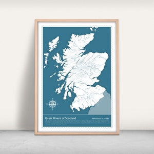 Rivers of Scotland Map Art Print / Giclee Print / Scottish Rivers Map ...