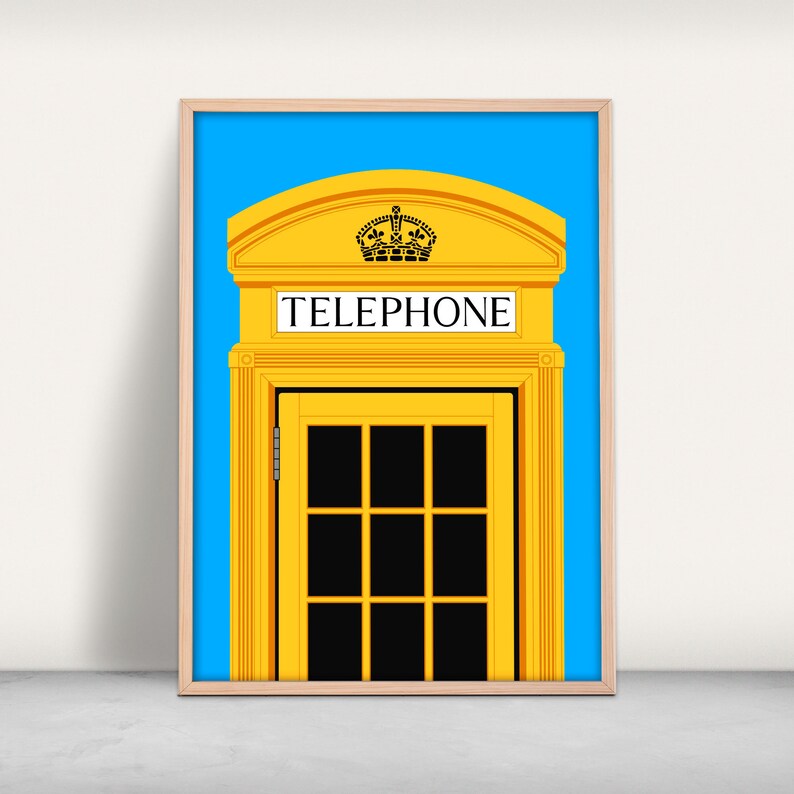 UK Telephone Box Art Print / Contemporary Wall Print / Abstract Poster ...