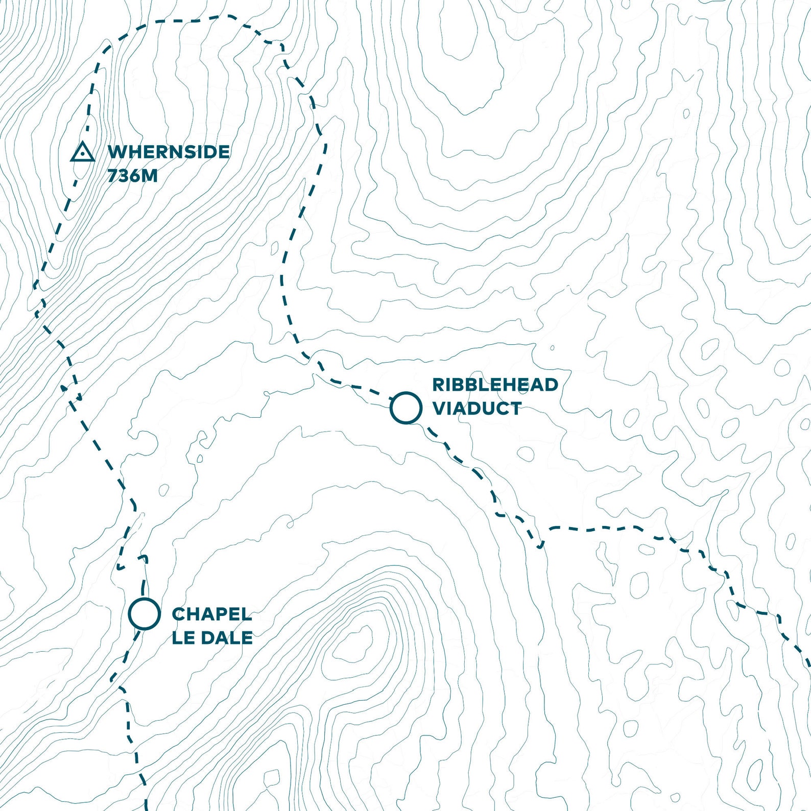 Yorkshire Three Peaks Personalised Contour Map Art Print: Custom ...