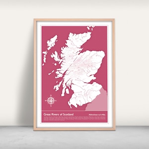 Rivers of Scotland Map Art Print / Giclee Print / Scottish Rivers Map ...