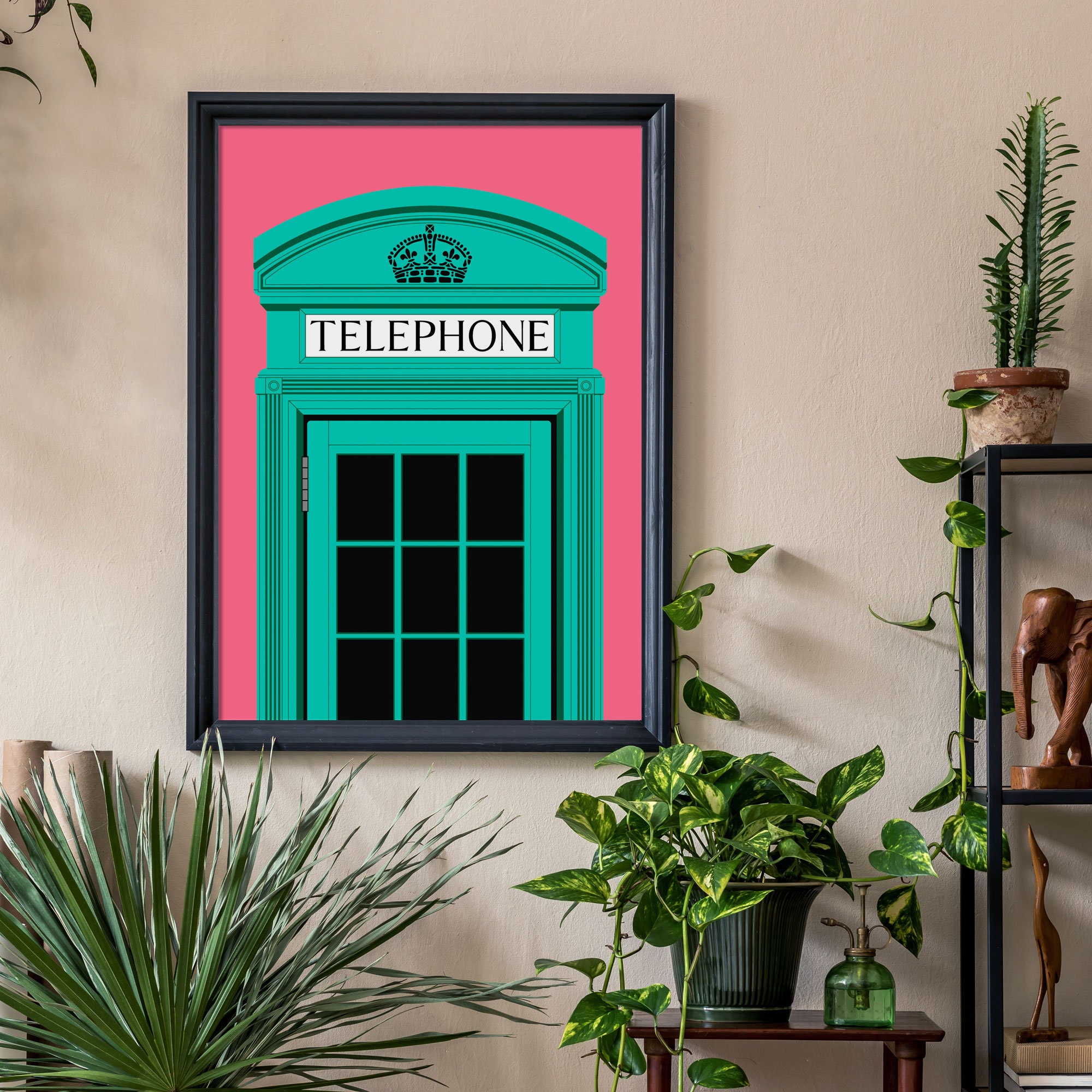 UK Telephone Box Art Print / Contemporary Wall Print / Abstract Poster ...