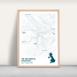 Snowdon Mountain/ Yr Wyddfa Contour Map Art Print / Personalised Giclee ...