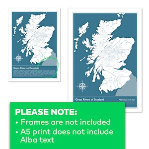 Rivers of Scotland Map Art Print: Alba Scottish Gift - Etsy