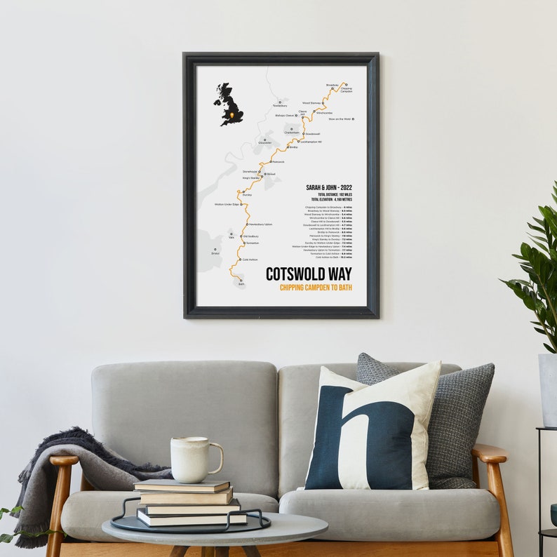 Cotswold Way Map Art Print / Giclee Print / UK National Trail - Etsy