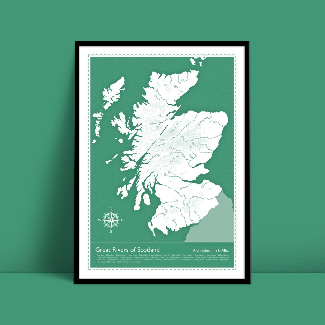 Rivers of Scotland Map Art Print: Alba Scottish Gift - Etsy