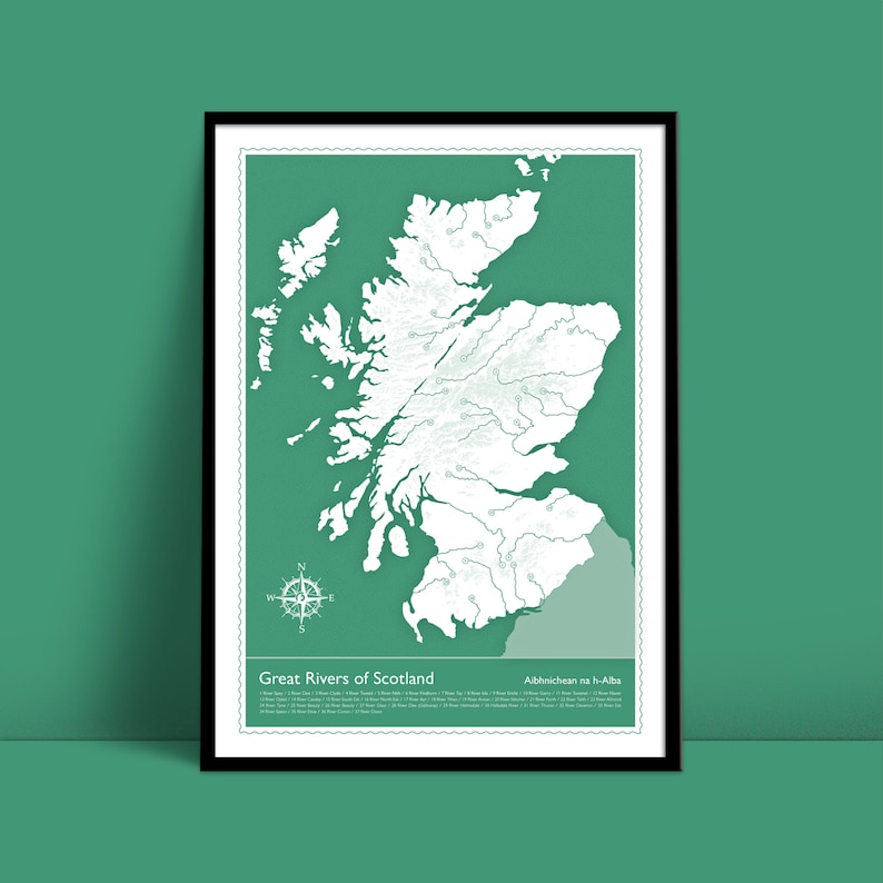 Rivers of Scotland Map Art Print: Alba Scottish Gift - Etsy