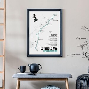 Cotswold Way Personalised Art Print: Custom National Trail Map Gift - Etsy