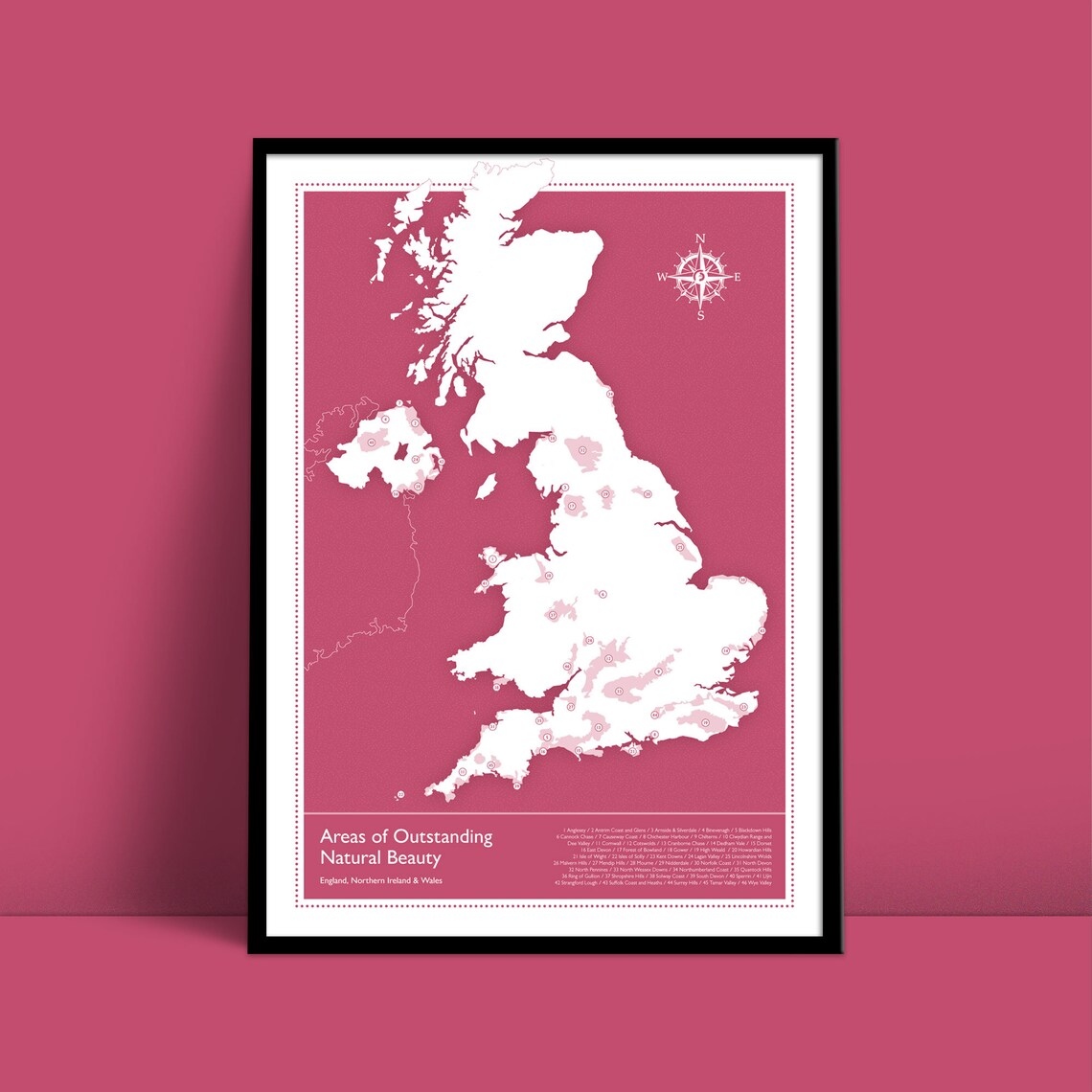 Areas of Outstanding Natural Beauty Map Art Print / Giclee - Etsy