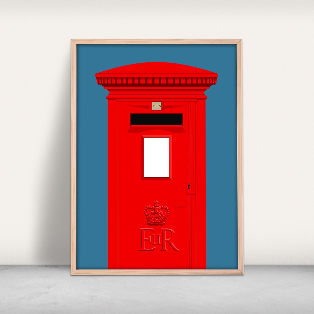 UK Post Box Art Print / Contemporary Giclee Wall Print / British Pillar ...