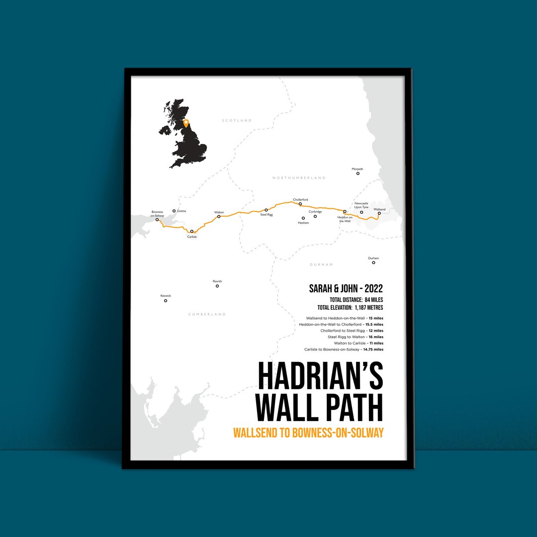 Hadrian's Wall Path National Trail Map Print / Giclee Print ...