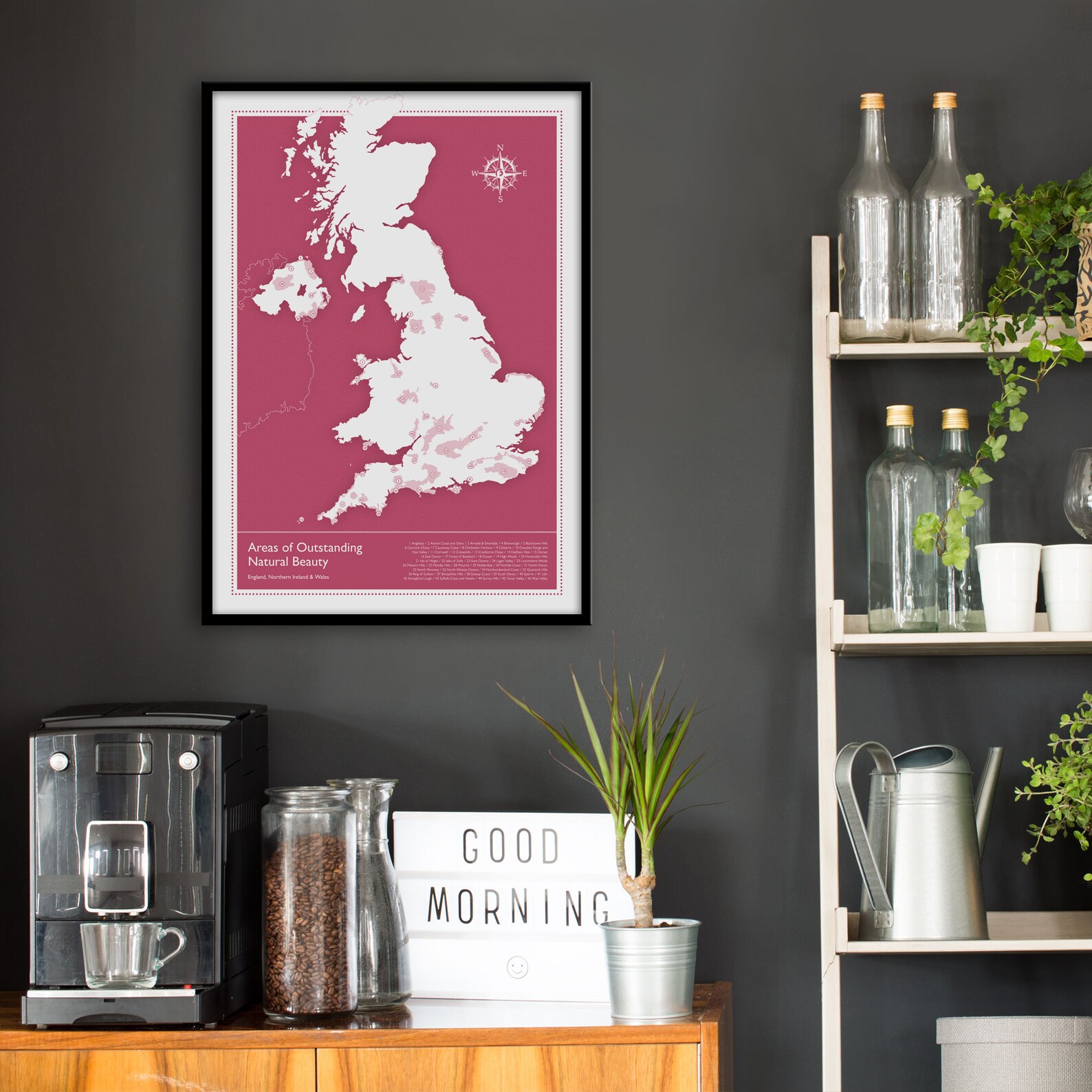 UK AONB Map Art Print, English Countryside Giclée - Etsy