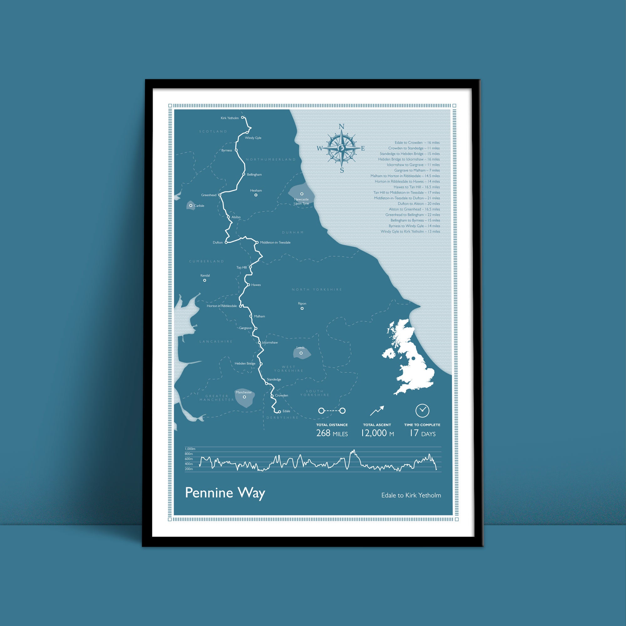 Pennine Way National Trail Art Print / Personalised Gift / - Etsy