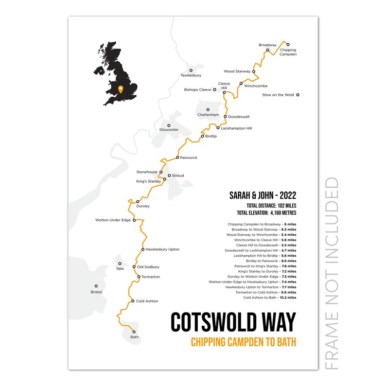 Cotswold Way Map Art Print / Giclee Print / UK National Trail - Etsy