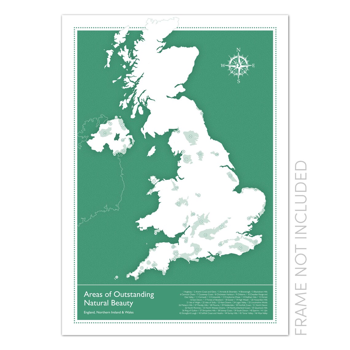 Areas of Outstanding Natural Beauty Map Art Print / Giclee - Etsy