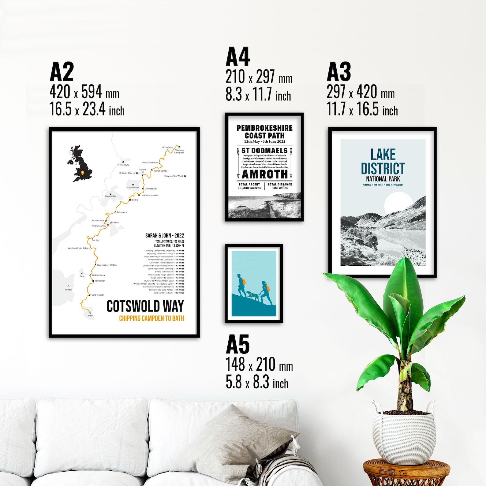 Cotswold Way Personalised Art Print: Custom National Trail Map Gift - Etsy