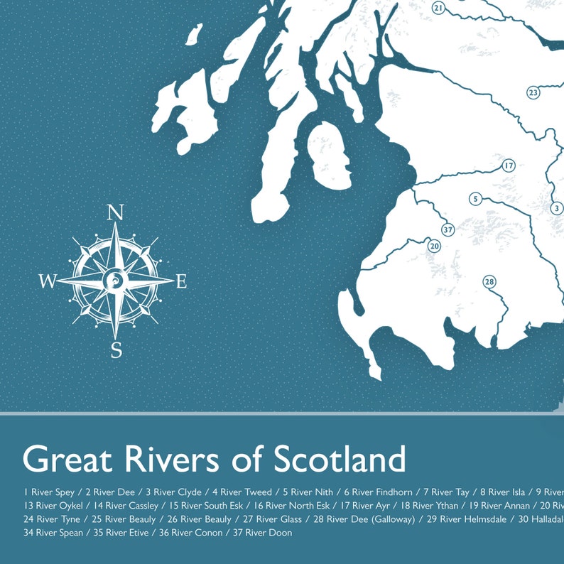 Rivers of Scotland Map Art Print: Alba Scottish Gift - Etsy