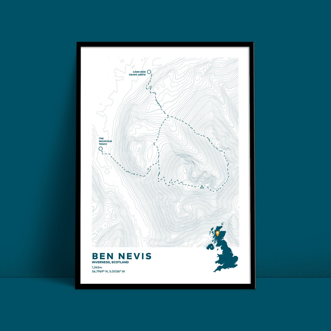 Ben Nevis Scotland Personalised Map Countour Print / Giclee - Etsy