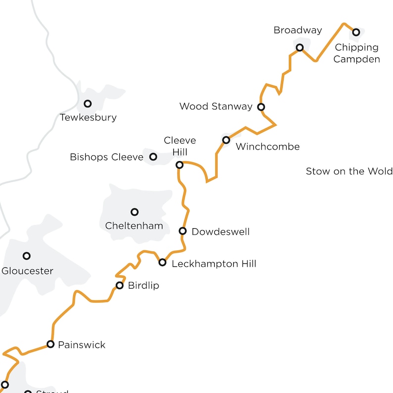 Cotswold Way Map Art Print / Giclee Print / UK National Trail Map ...