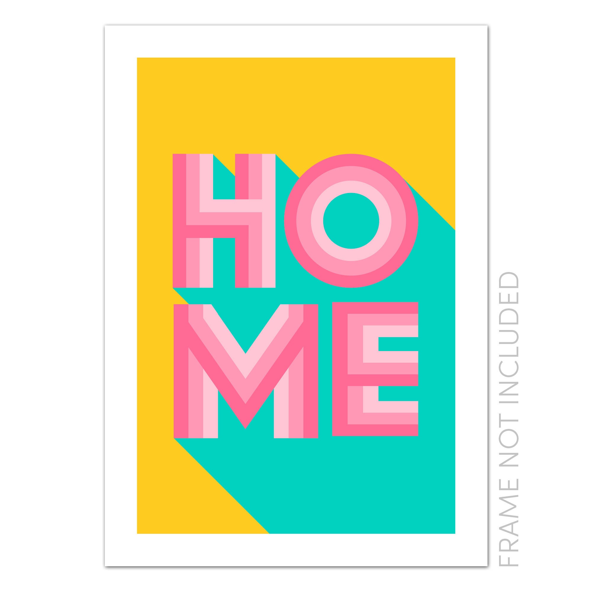 Bright 'home' Typography Art Print / Colourful Wall Art Gift / Warm ...