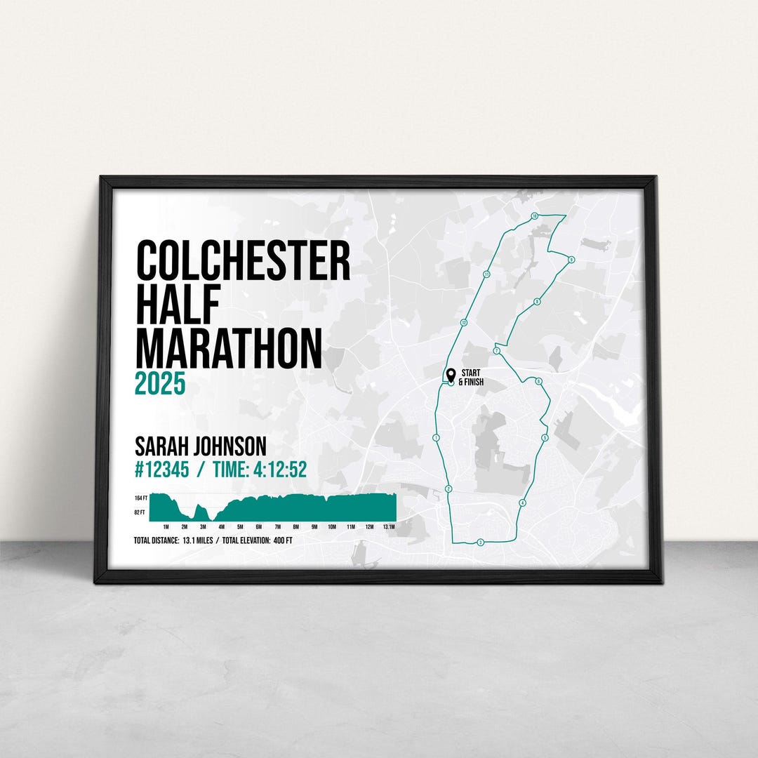 Colchester Half Marathon (march) Personalised Art Print / Giclee Print ...