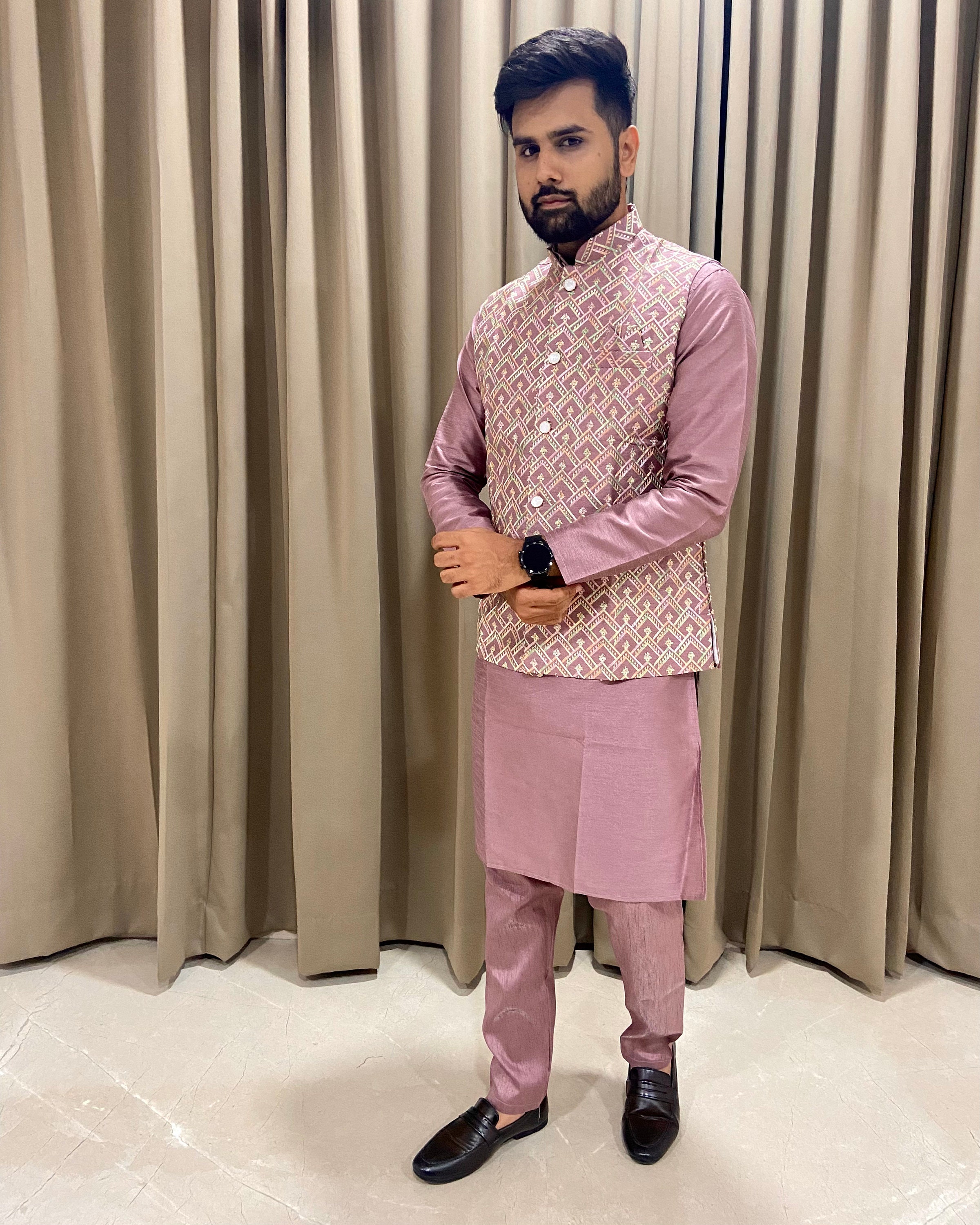 Elegant Jodhpuri Dusty Pink Nehru Modi Jacket With Kurta Pajama Set - Etsy